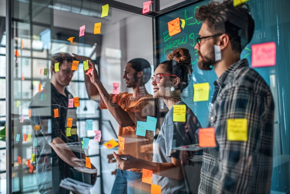 Creative Brainstorming Session with Young Professionals Using Sticky ...