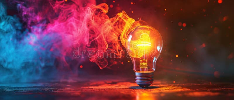 Creative Brainstorming Visualized Colorful D Light Bulb Lamp ...