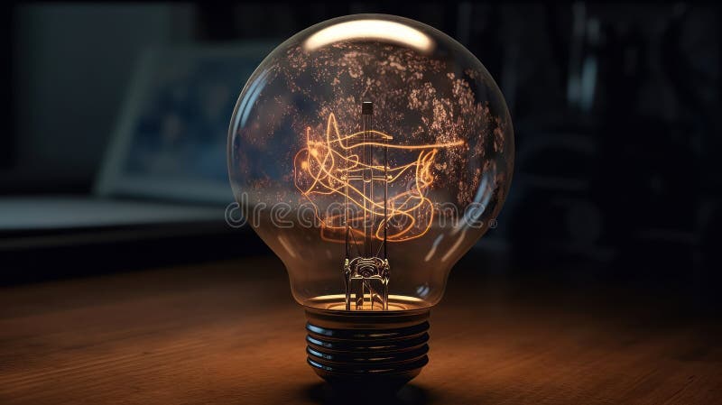 Creative Brainy Smart Ideation Light Bulb. Generative Ai Stock Image ...