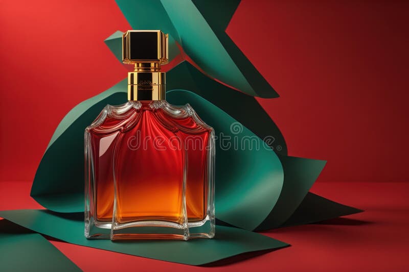 Creative and Brandless Perfume Bottle and Flower on the Wooden Table ...