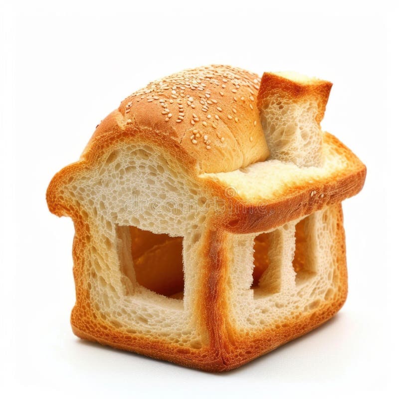 Creative Bread House Concept on White Background. Generative Ai Stock ...