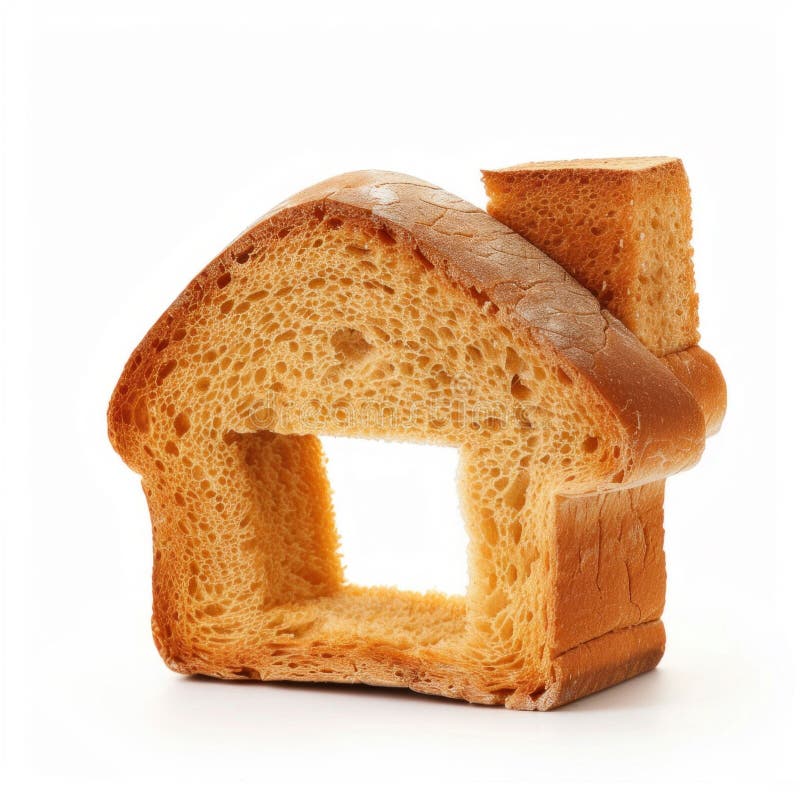 Creative Bread House Concept on White Background. Generative Ai Stock ...