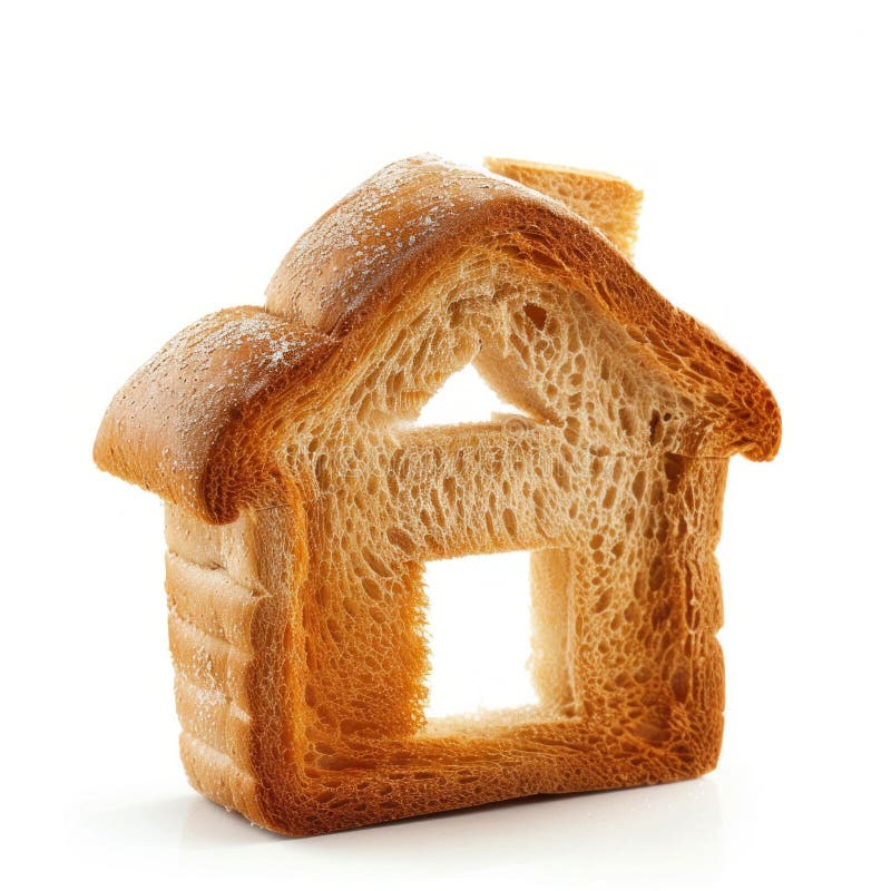 Creative Bread House Concept on White Background. Generative Ai Stock ...