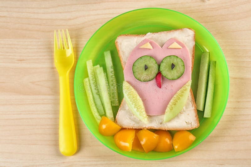 Creative Breakfast for Children on Plate. Recipe Ideas with Bread Stock ...