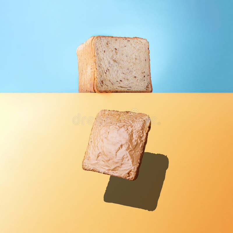 Creative Breakfast Concept.Falling Peanut Butter Sandwich with Copy ...