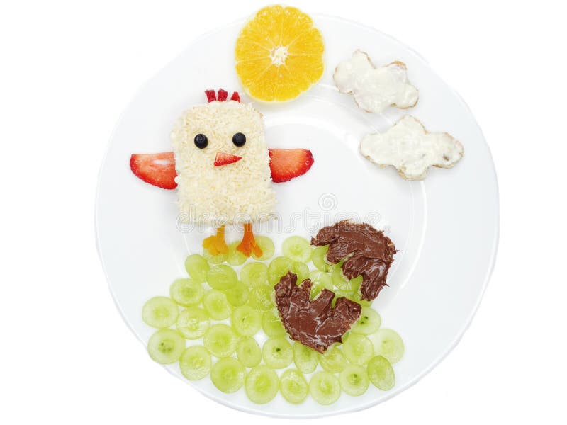 Creative Breakfast with Fruit and Sweet Chocolate Creme on Bread Stock ...