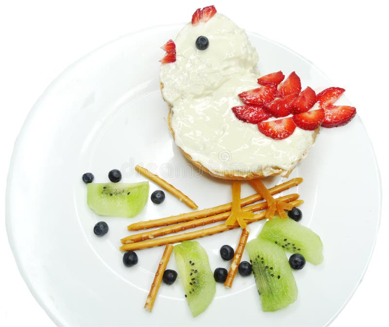 Creative Breakfast with Fruit and Sweet Chocolate Creme on Bread Stock ...