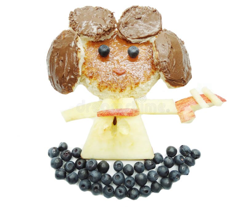 Creative Breakfast with Fruit and Sweet Chocolate Creme on Bread Stock ...