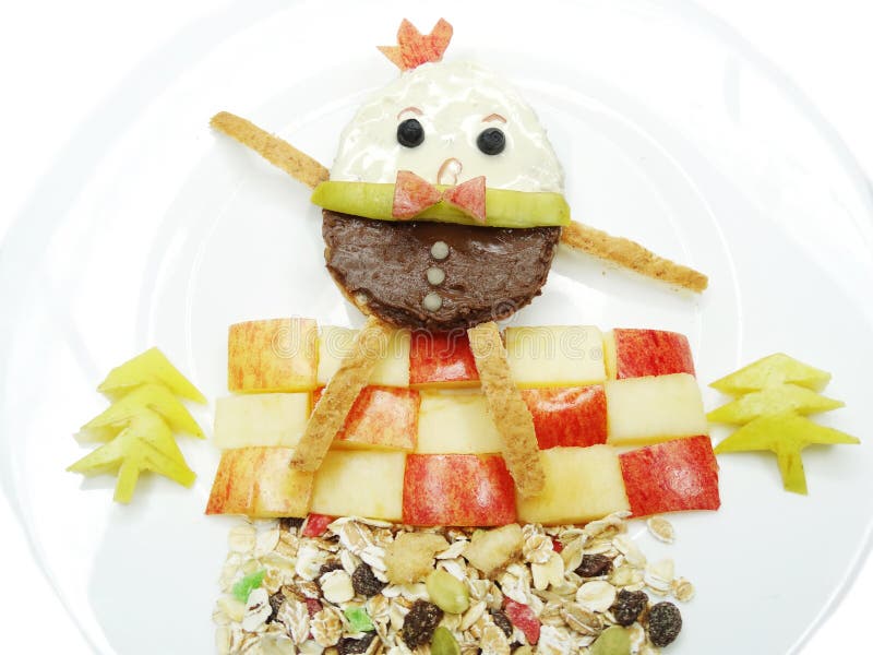 Creative Breakfast with Fruit and Sweet Chocolate Creme on Bread Stock ...