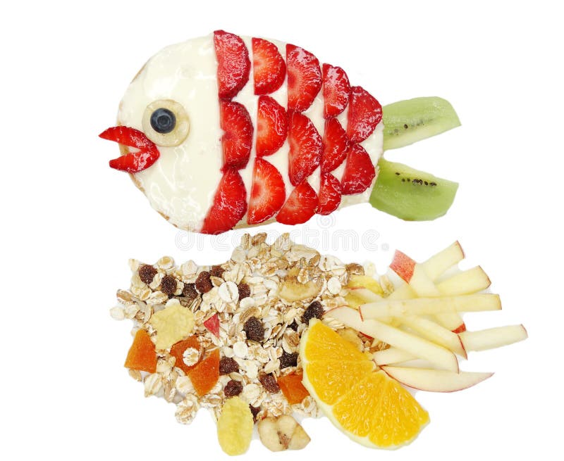 Creative Breakfast with Fruit and Sweet Nutella on Bread Stock Photo ...