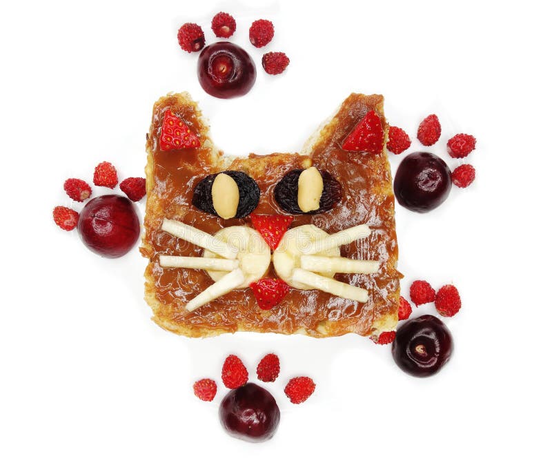 Creative Breakfast with Fruit and Sweet Nutella on Bread Stock Photo ...