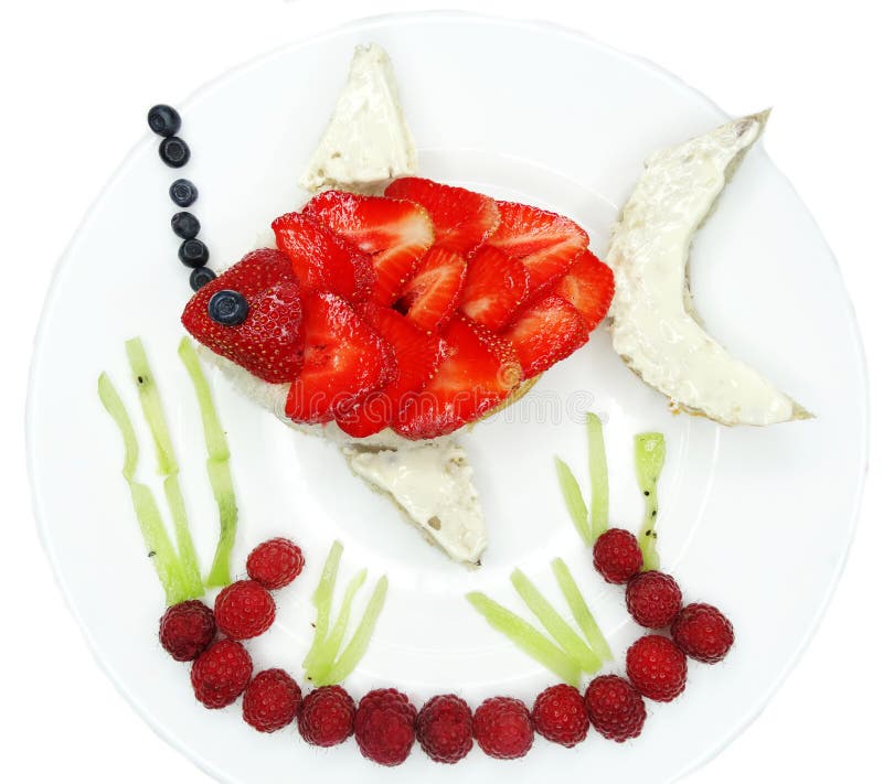 Creative Breakfast with Fruit and Sweet Nutella on Bread Stock Photo ...