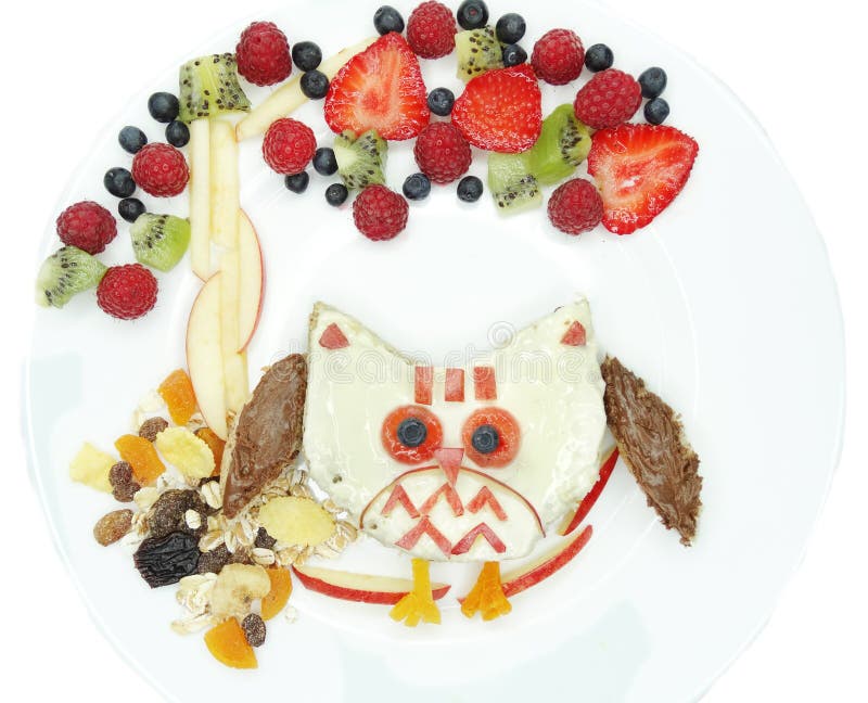 Creative Breakfast with Fruit and Sweet Nutella on Bread Stock Image ...