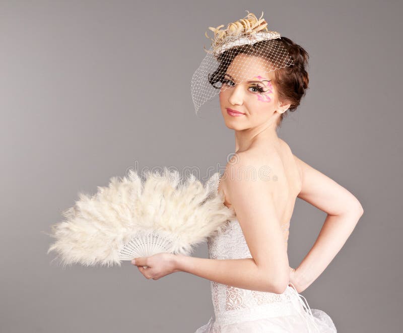 Creative Bride with a Fan stock image. Image of smiley - 24323797
