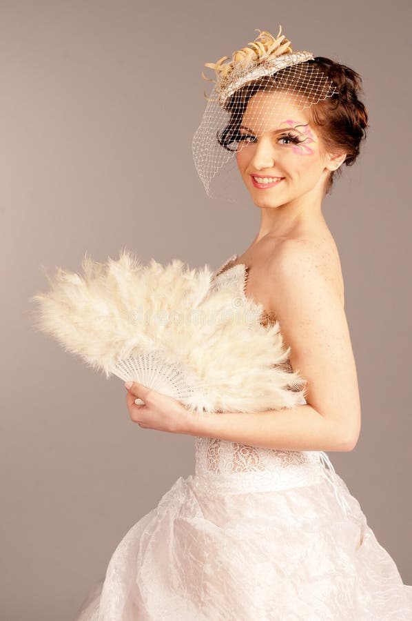 Creative Bride with a Fan stock image. Image of beautiful - 25118121