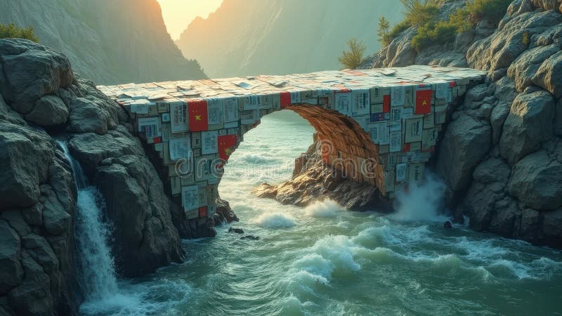 Creative Bridge Built from Shipping Containers Over Mountain River ...