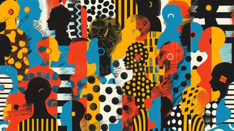 Creative Bright Abstract Illustration of Faceless Silhouettes in a ...