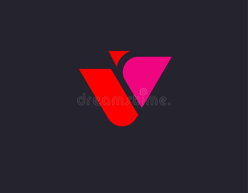 Creative Bright Red Logo Letter V Made of Geometric Elements Stock ...