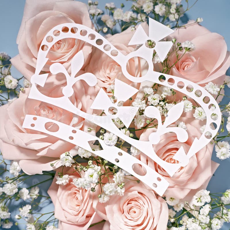 Creative British Style Background with Flowers and Paper Silhouette of ...