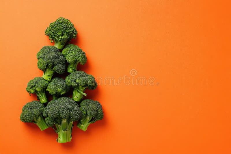 Creative Broccoli Arrangement Resembling a Holiday Tree on a Bright ...