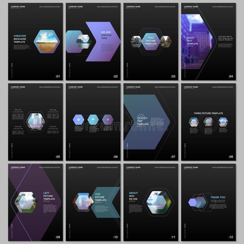 Creative Brochure Templates with Colorful Hexagonal Design Background ...