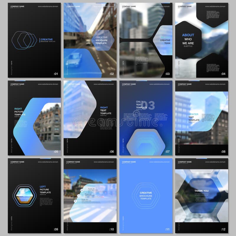 Blue Hexagon Vector Annual Report Leaflet Brochure Flyer Template ...