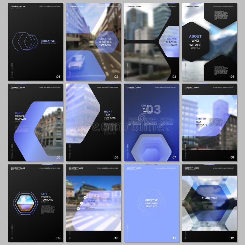 Creative Brochure Templates with Hexagonal Design Blue Color Pattern ...