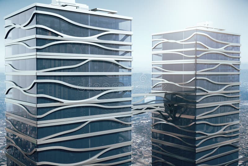 Creative building in city stock illustration. Illustration of business ...