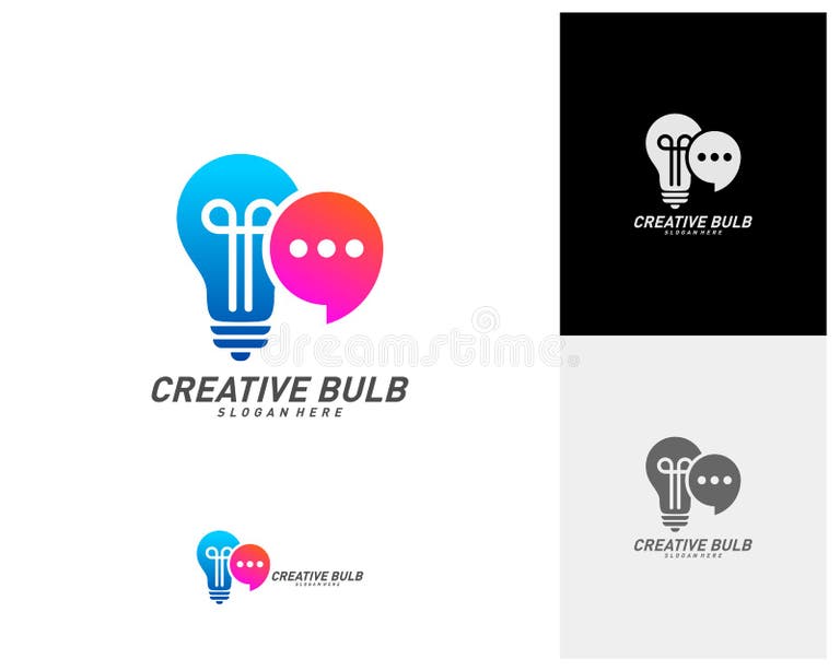 Creative Bulb Chat Logo Design Vector. Consult Bulb Logo Template Stock ...