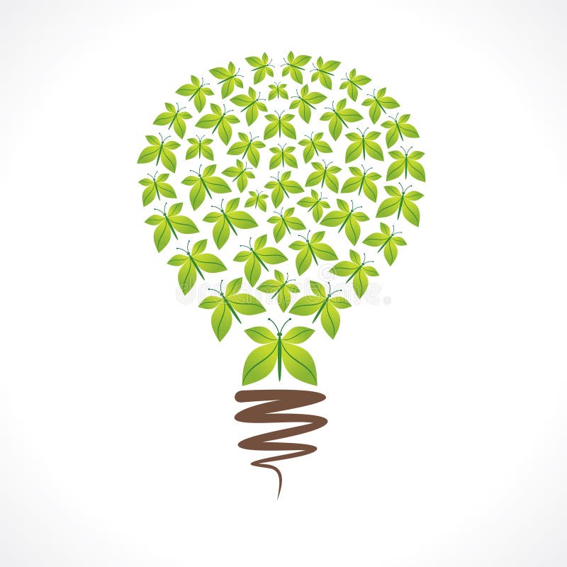 Creative Bulb Design with Leaf Butterfly Design Stock Vector ...