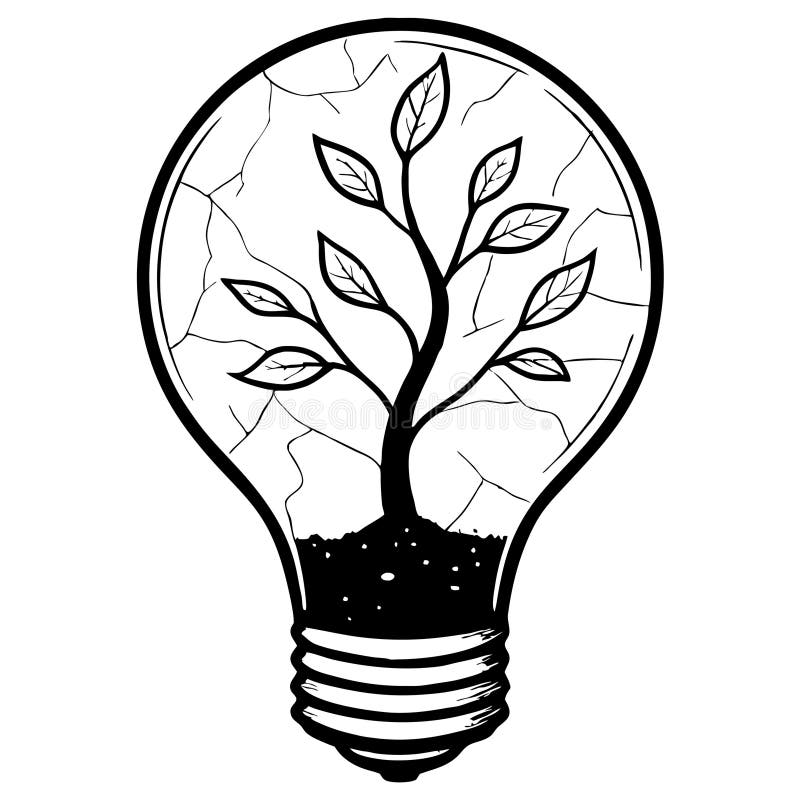 Creative Bulb Design with Tree and Leaves Symbolizing Growth and ...