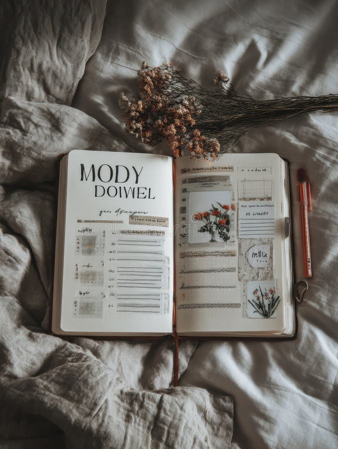 Creative Bullet Journal Layout Featuring Floral Designs and Organized ...