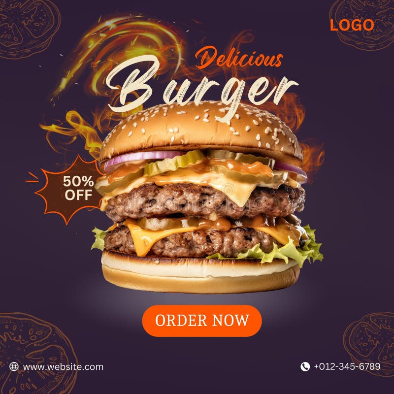 Creative Burger Social Media Post Design Stock Image - Image of appeal ...