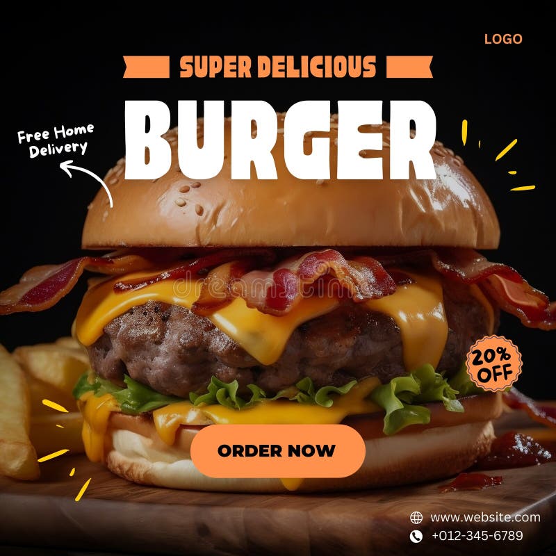 Creative Burger Social Media Post Design Stock Image - Image of social ...