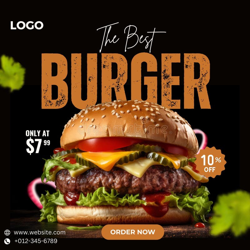 Creative Burger Social Media Post Design Stock Image - Image of visual ...