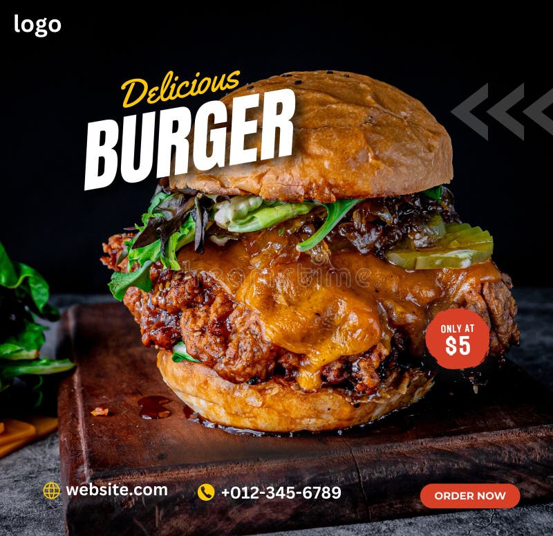 Creative Burger Social Media Post Design Stock Image - Image of ...