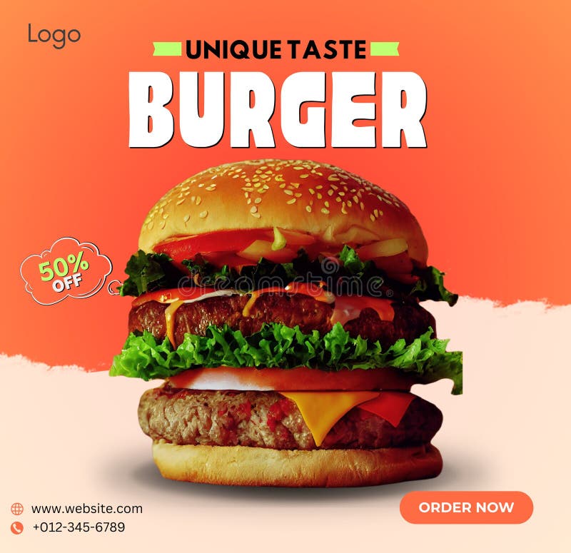 Creative Burger Social Media Post Design Stock Photo - Image of graphic ...
