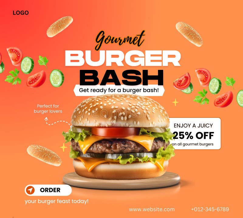 Creative Burger Social Media Post Design Stock Image - Image of ...