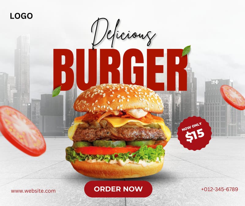 Creative Burger Social Media Post Design Stock Photo - Image of graphic ...