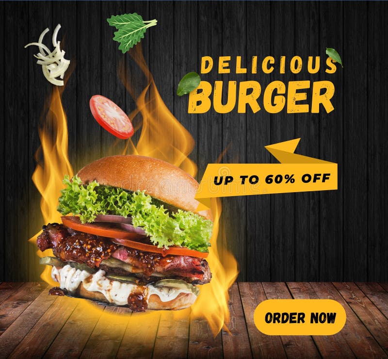 Creative Burger Social Media Post Design Stock Illustration ...