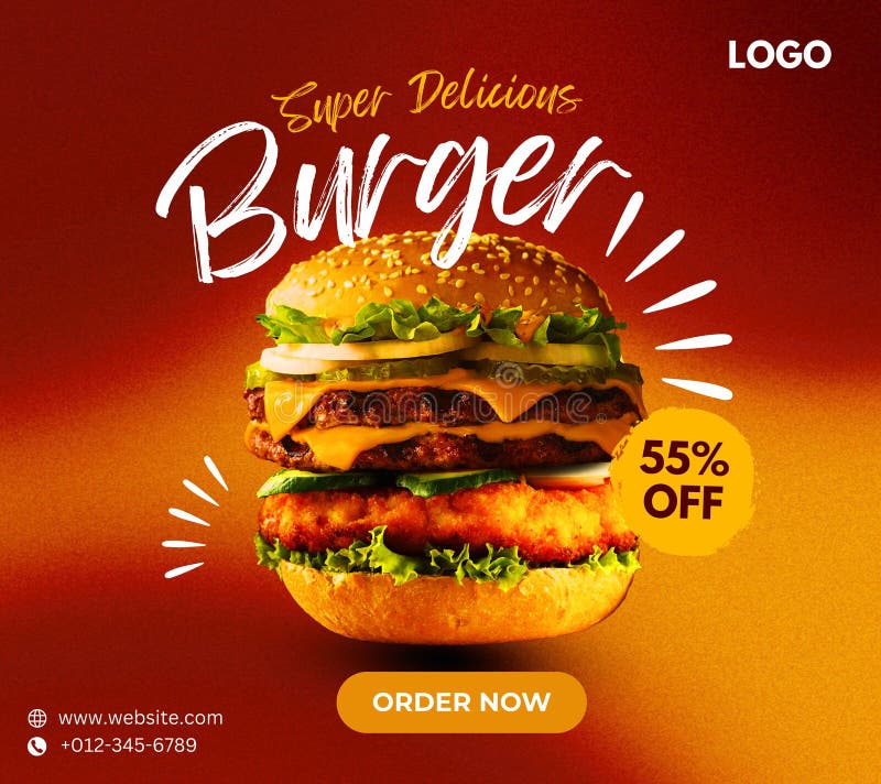 Creative Burger Social Media Post Design Stock Illustration ...