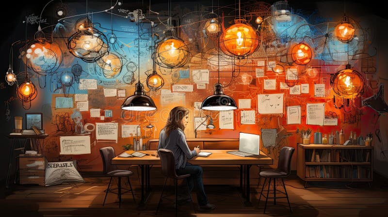 Creative Business Brainstorming Illustration and Ideating for Innovative Projects. Stock ...