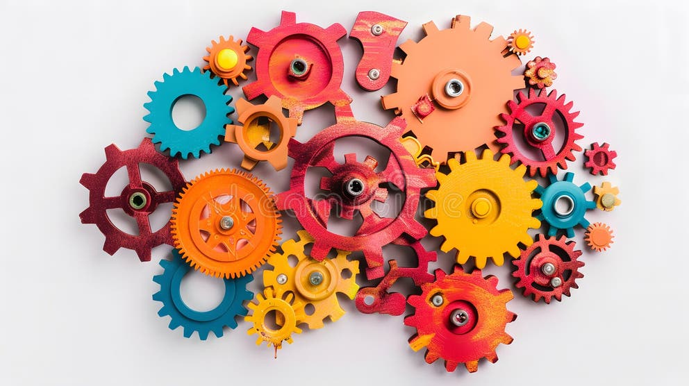 Creative Business Concept, Abstract Brain Composed of Colorful Gears ...