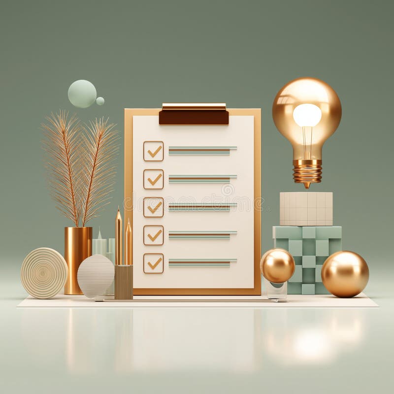 Creative Business Concept with Checklist, Lightbulb and Objects Stock ...