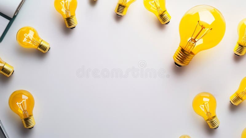 Creative Business Frame with Light Bulbs Symbolizing Inspiration Ideas ...