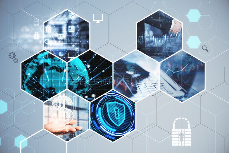 Creative Business Hexagons with Different Digital Work Concepts on ...