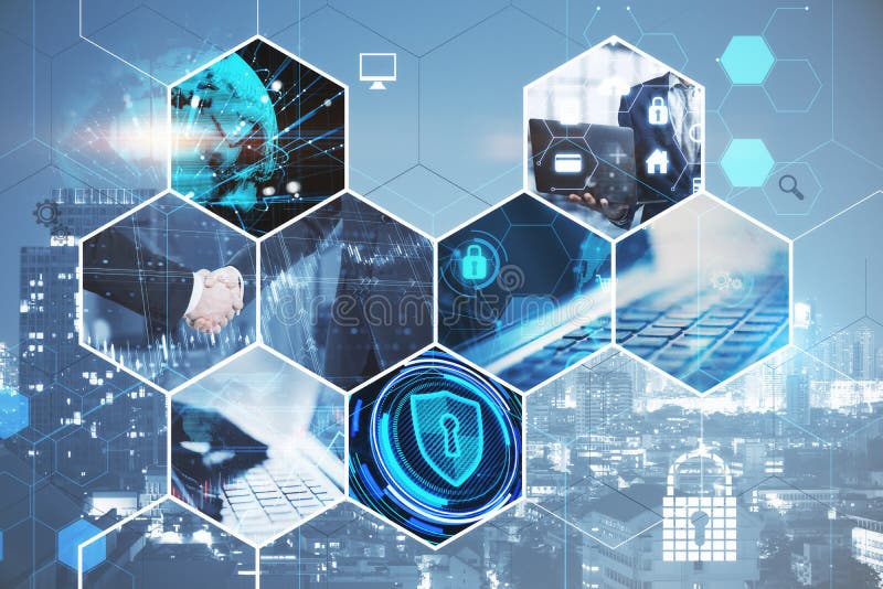 Creative Business Hexagons with Different Digital Work Concepts on ...