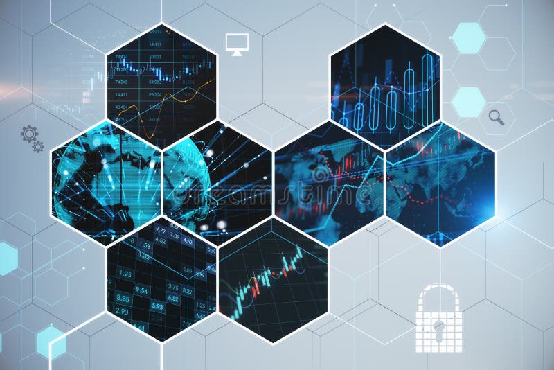 Creative Business Hexagons with Different Digital Work Concepts on ...