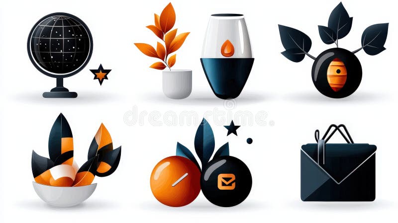 Creative Business Icons Displayed in a Modern Workspace Digital Art ...