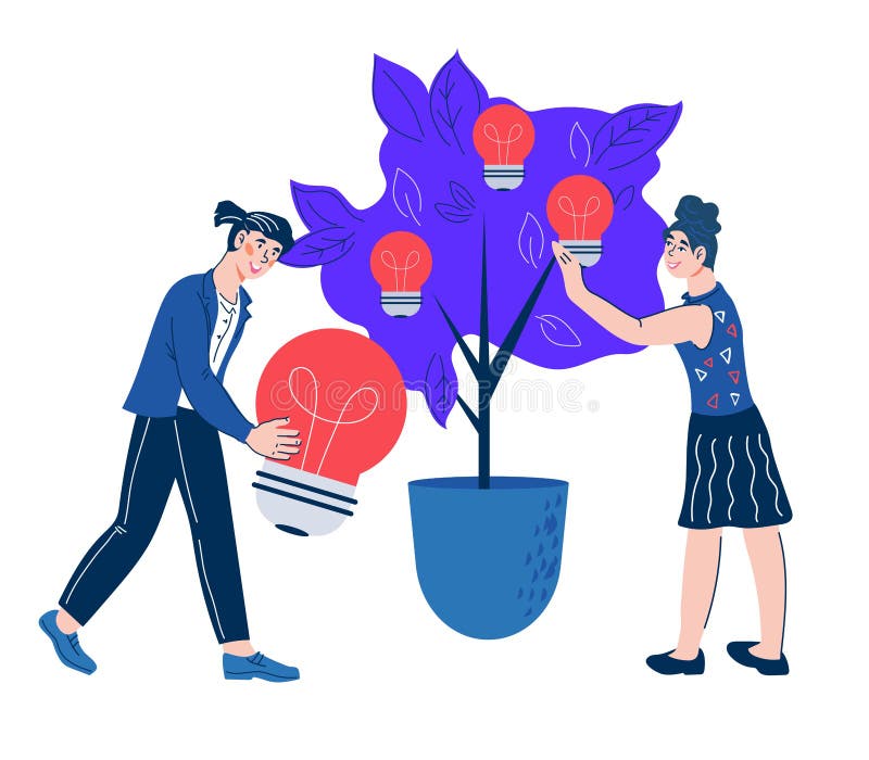 Creative Business Idea and Great Solution, Cartoon Flat Vector ...